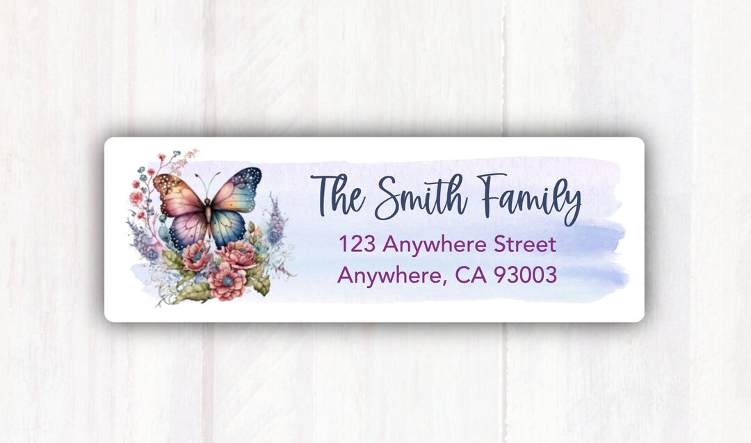 Butterfly Floral Address Labels - Personalized Purple Butterfly Return ...