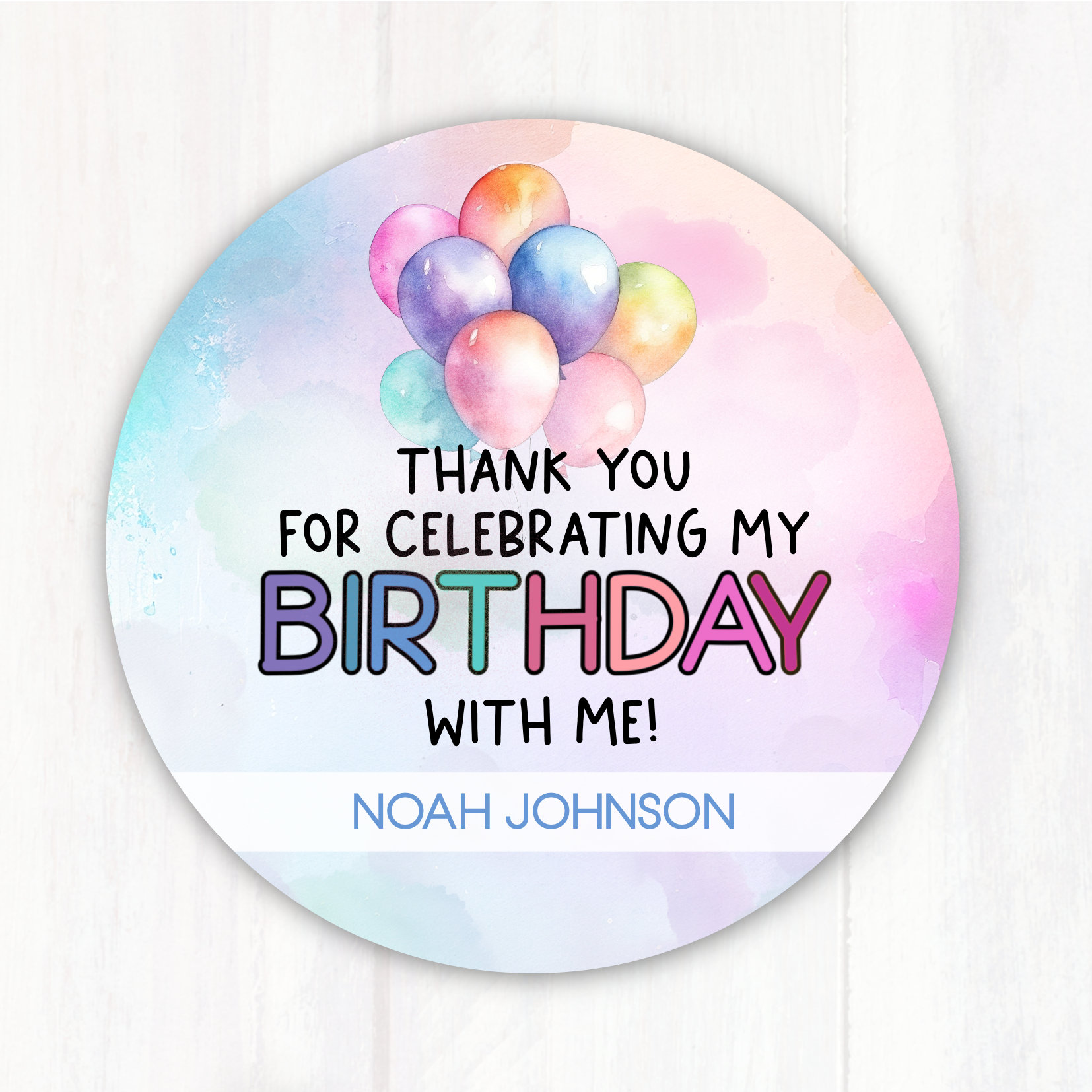Thank You Stickers Birthday, Printed, Happy Birthday Labels ...
