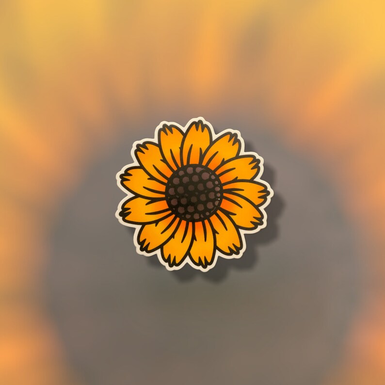Sunflower Sticker A 3 Floral Sticker for Water Bottles - Etsy