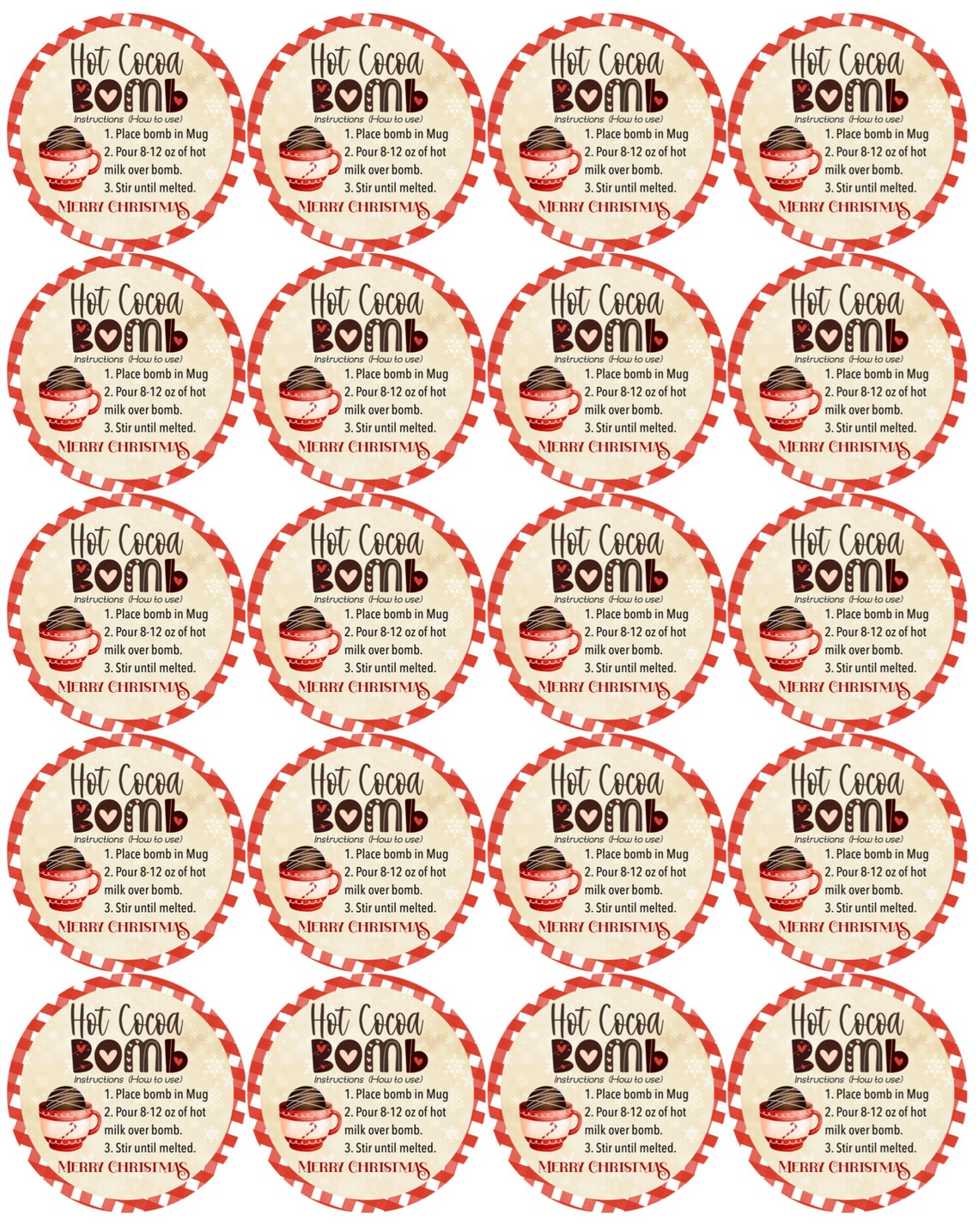 Christmas Hot Cocoa Bomb Labels Hot Cocoa Bomb Tag Labels - Etsy