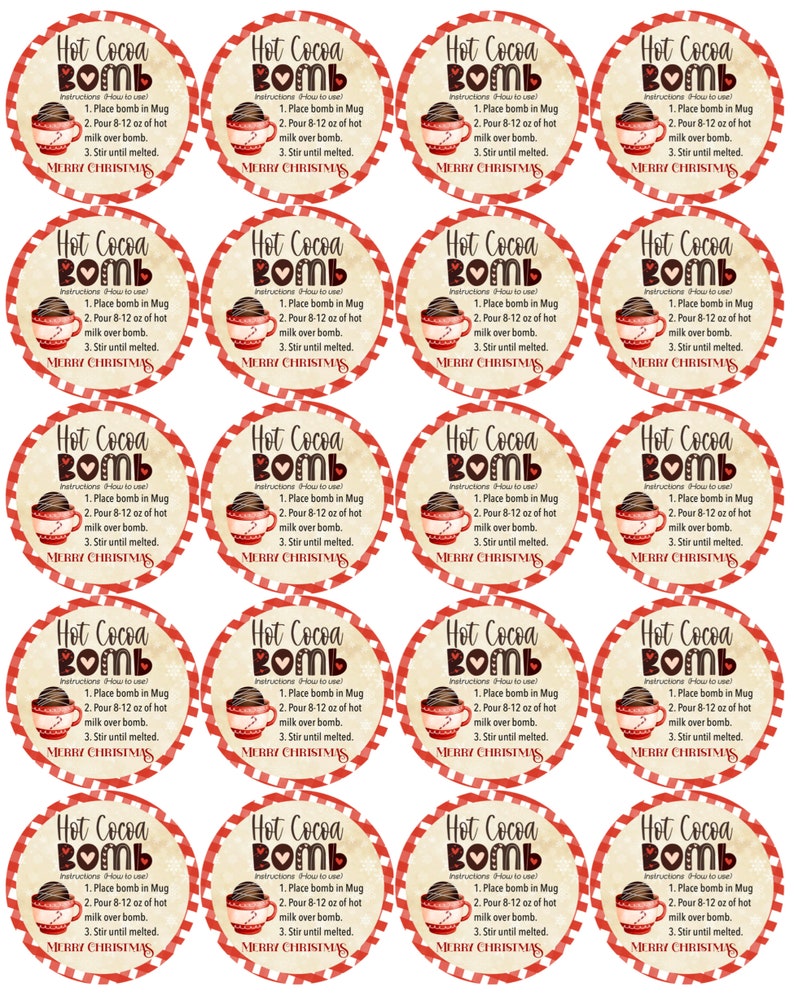 Christmas Hot Cocoa Bomb Labels Hot Cocoa Bomb Tag Labels - Etsy