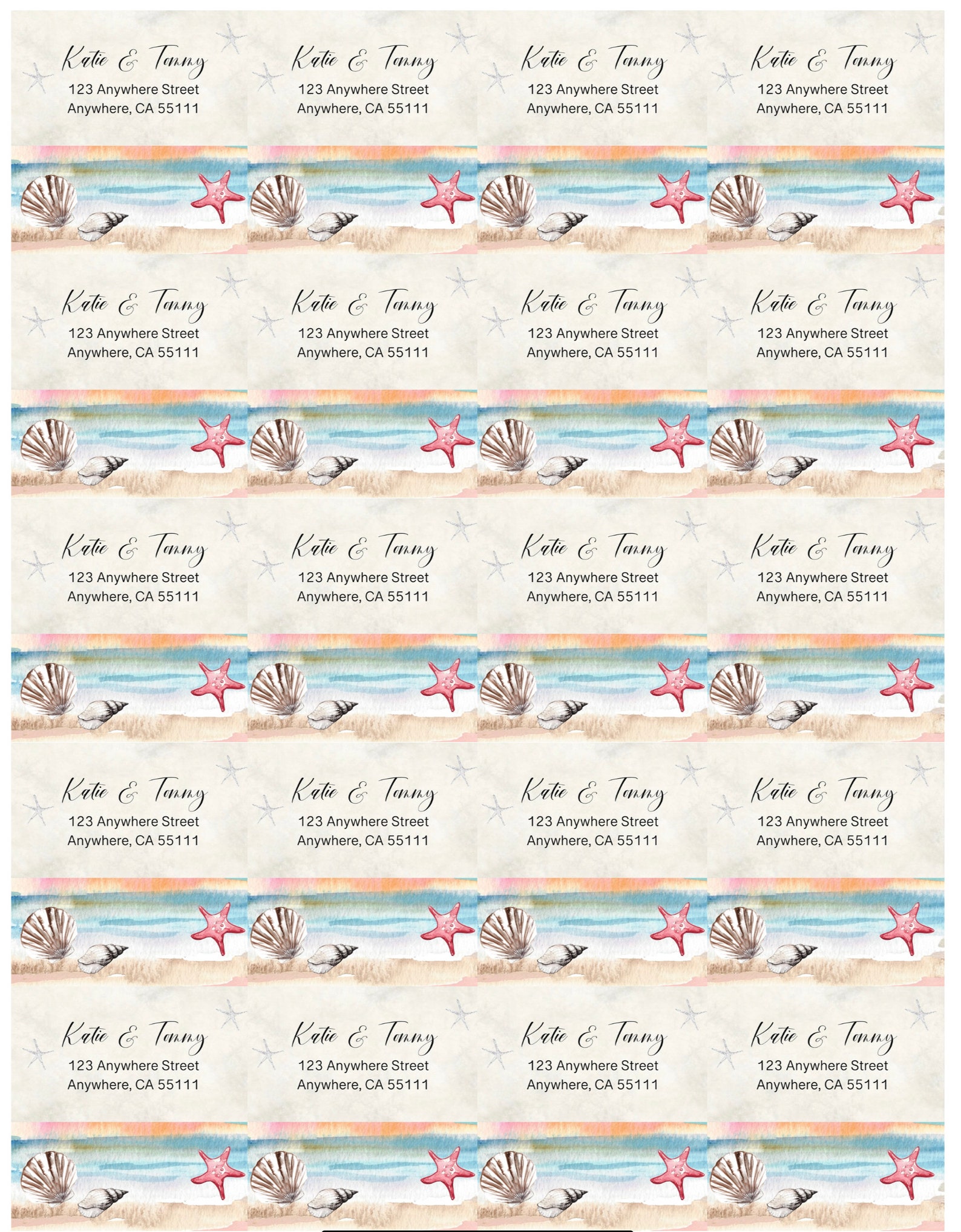 Beach Seashells Personalized Return Address Labels Sea | Etsy