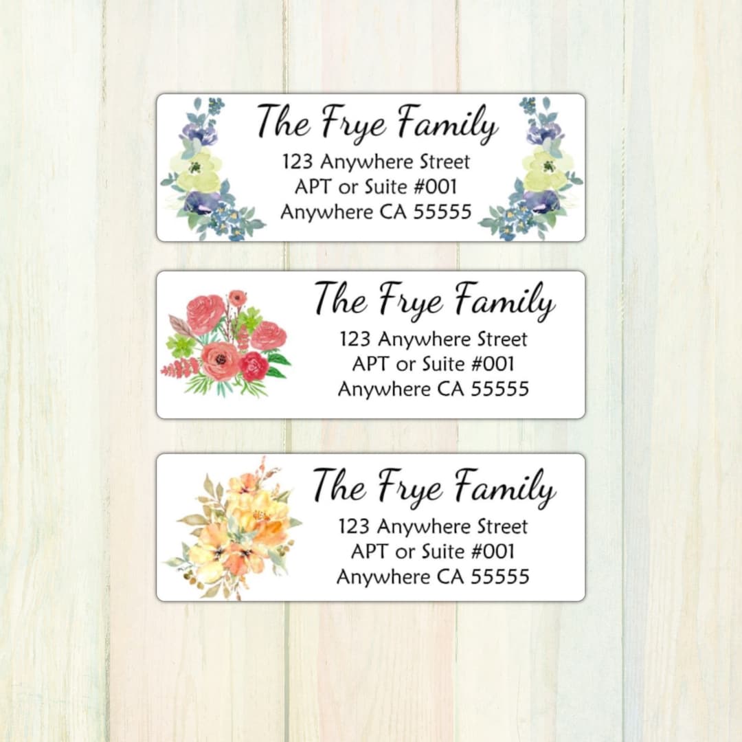 Flower Address Labels - Personalized Return Address Labels - Pretty ...