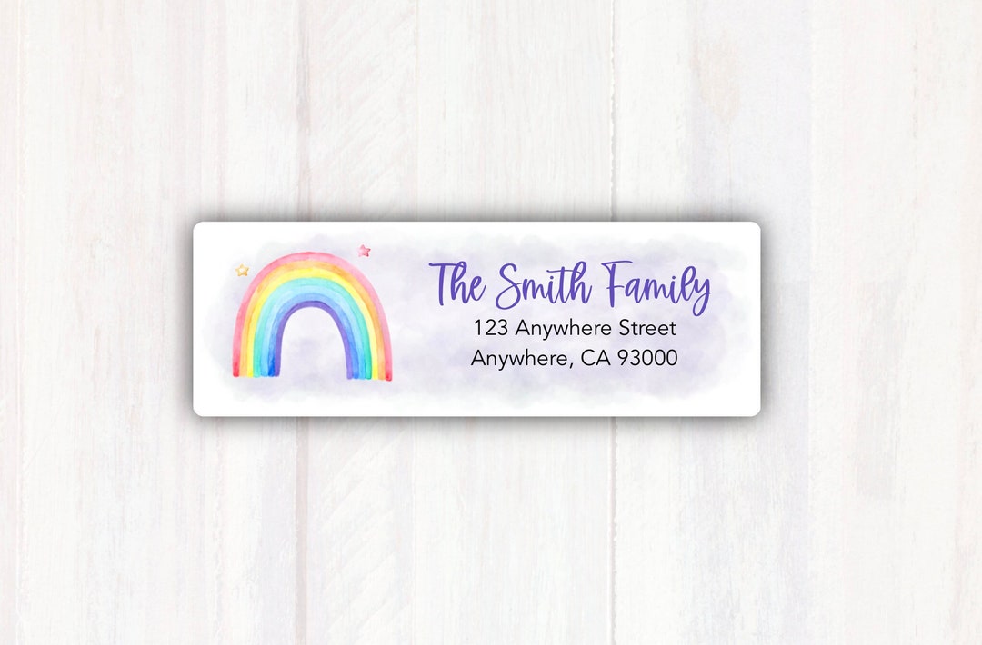 Watercolor Rainbow Return Address Labels - Personalized Rainbow Color ...