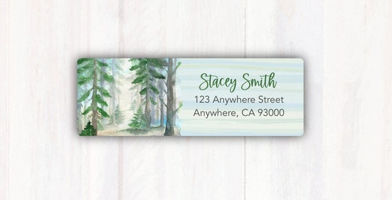 Watercolor Forest Trees Return Address Labels Personalized - Etsy