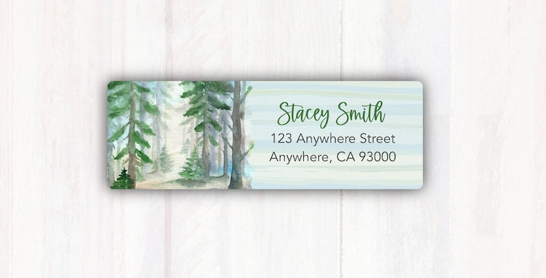 Watercolor Forest Trees Return Address Labels - Personalized Watercolor ...