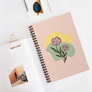 Pink Watercolor Hand-drawn Flowers Spiral Notebook for Girls - Etsy