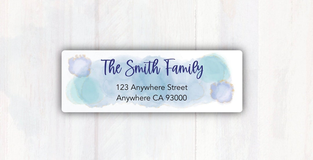 Address Labels - Personalized Return Address Labels - Watercolor Blue ...