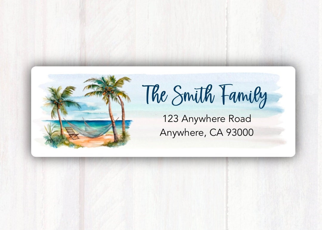Beach Return Address Label - Beach Address Label Personalized With Your ...