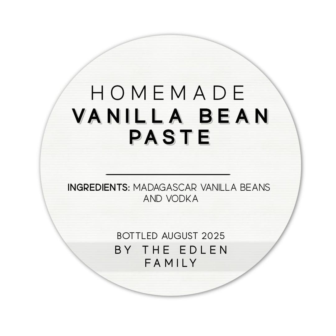 PRINTED: 2” Round Vanilla Paste Labels and Stickers - Homemade Vanilla ...