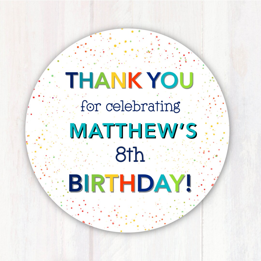 Thank You Stickers Birthday, Printed, Happy Birthday Labels ...