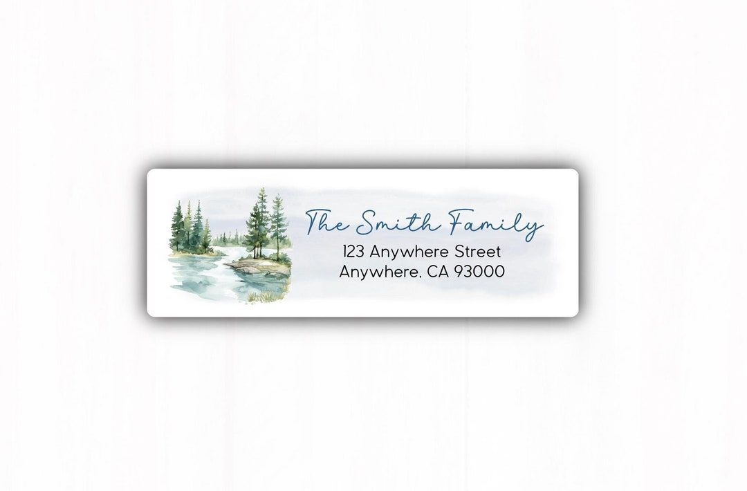 Watercolor Lake and Trees Return Address Labels - Return Address Labels ...