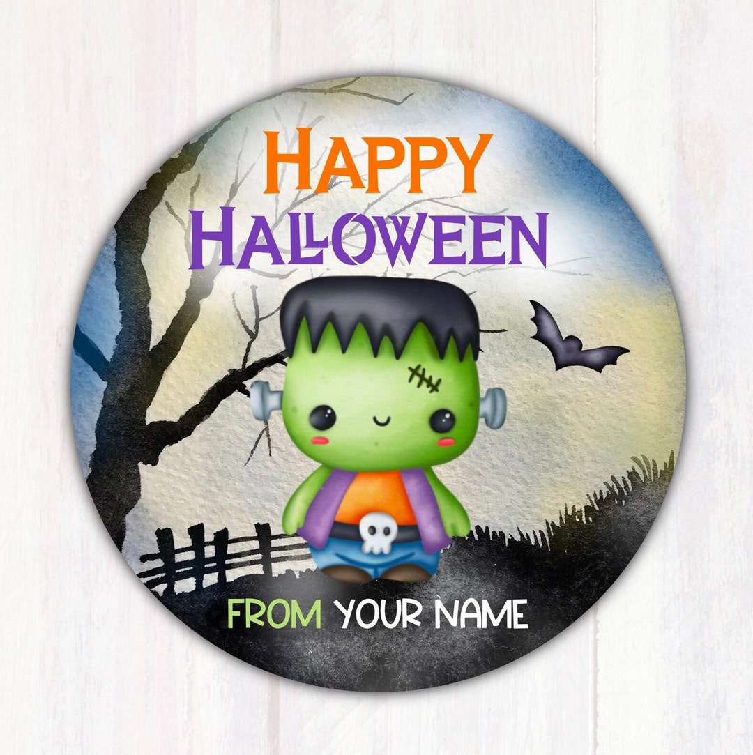 Halloween Frankenstein Treat Bag Labels - Happy Halloween Frankenstein ...