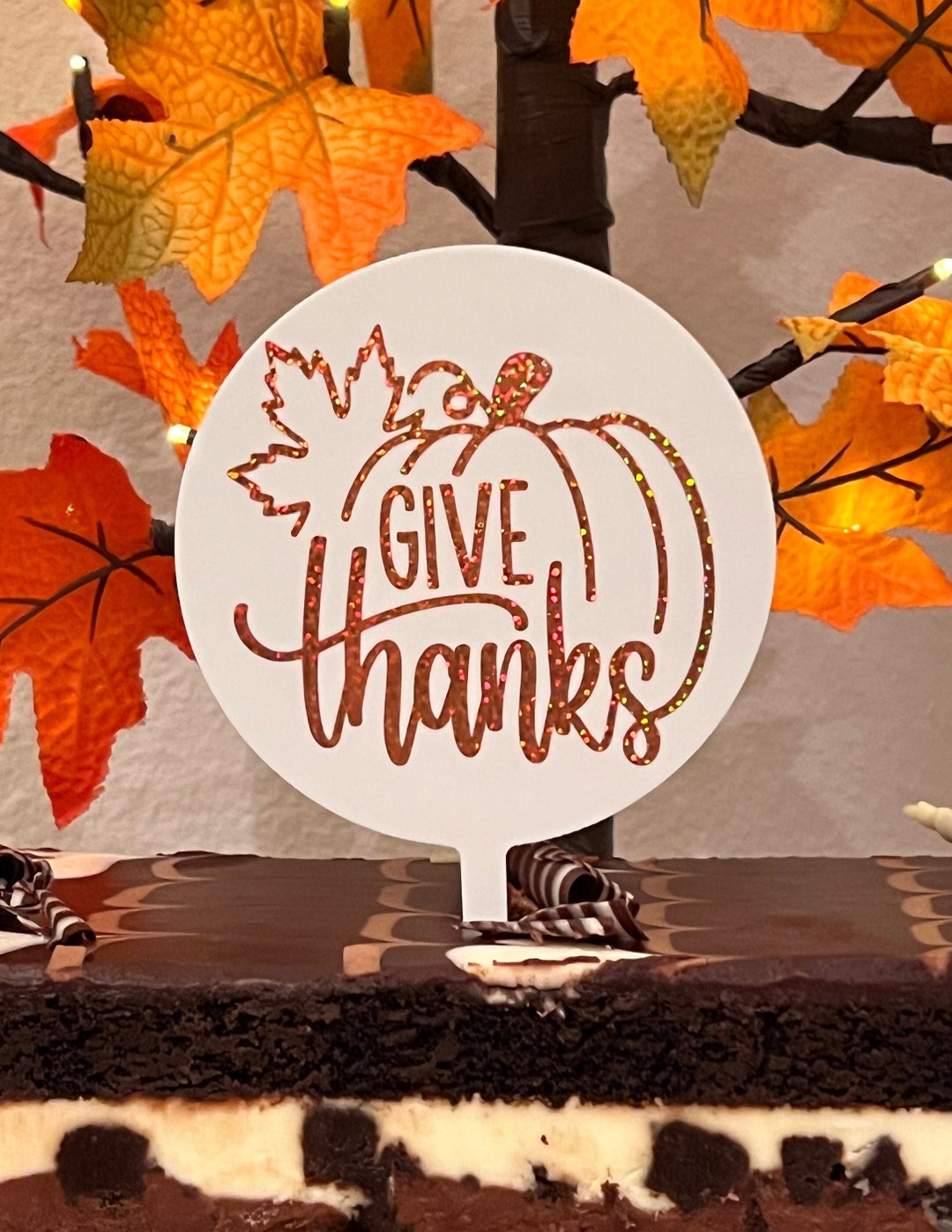 Thanksgiving Cake Topper Give Thanks Decor Fall Cake Topper - Etsy