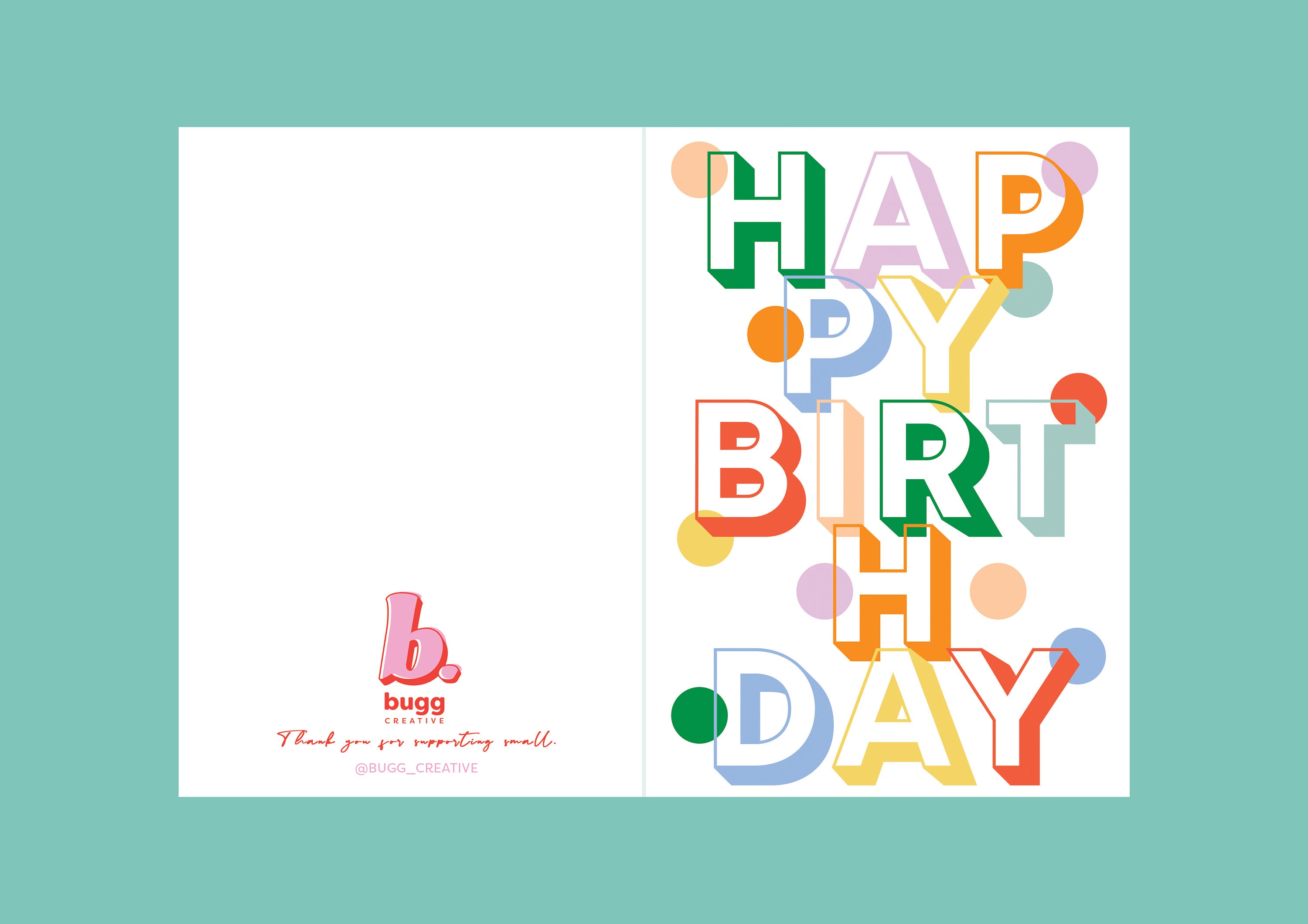 Graphic Birthday Card Illustrated Hand Drawn Happy Birthday Colourful ...