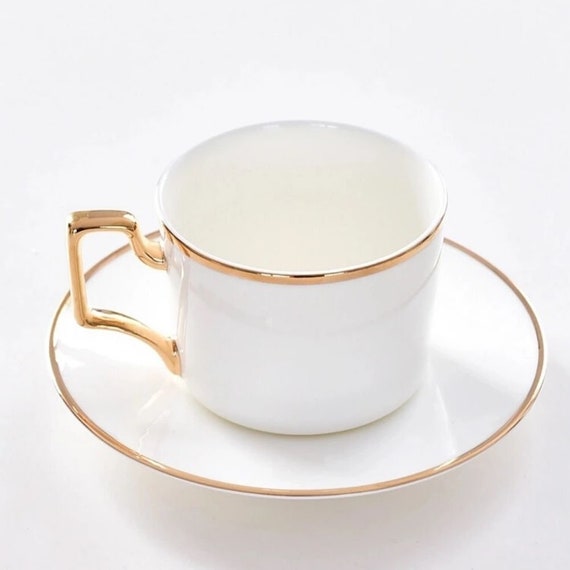 European Hand Painted Gold Rim & Handle White Coffee/Tea Cup | Etsy