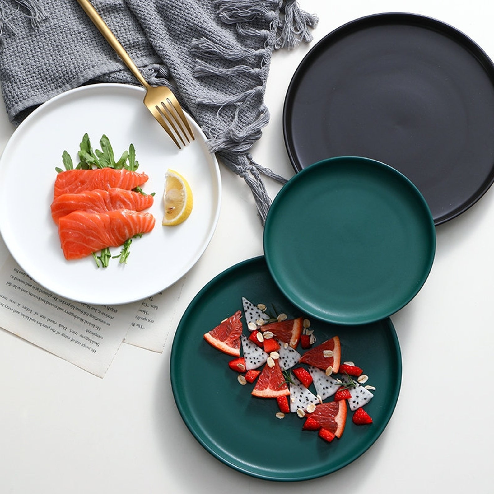 Nordic Style Ceramic Dinner Plate 5 Colors 8 and 10 Inch | Etsy