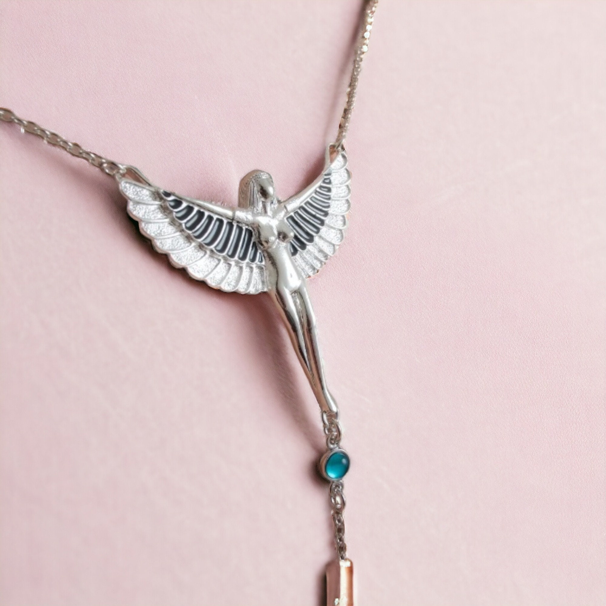 Angel Belly Chain Jewelry with Blue Cubic Zircon in 925 Sterling Silver ...