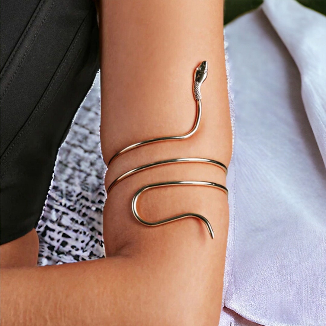 Snake Punk Upper Arm Cuff Bracelet in 925 Sterling Silver Bohemian ...
