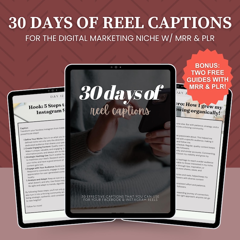 30 Instagram Reel Captions: Digital Marketing, MRR & PLR (canva ...