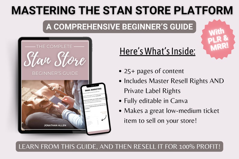 Stan Store Beginner's Guide: DFY Digital Marketing Ebook (MRR & PLR) - Etsy