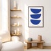 Royal Blue Abstract Minimalist Wall Art, Minimal Bowl Shape Print ...