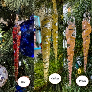 Handmade Blown Glass Icicle Ornaments - Etsy