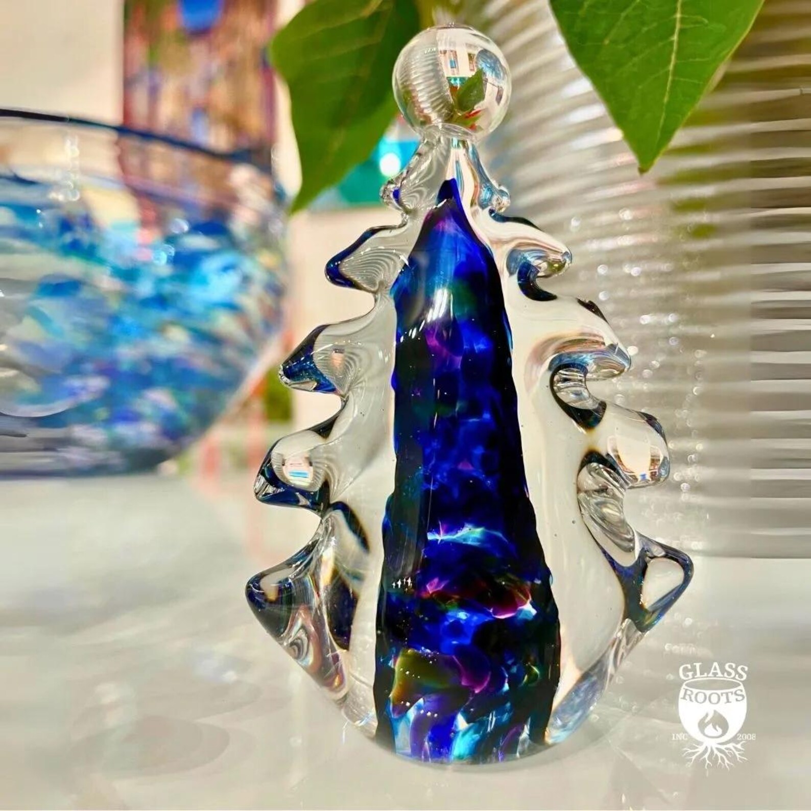 Handblown Glass Evergreen Christmas Tree With Crystal Star Topper - Etsy