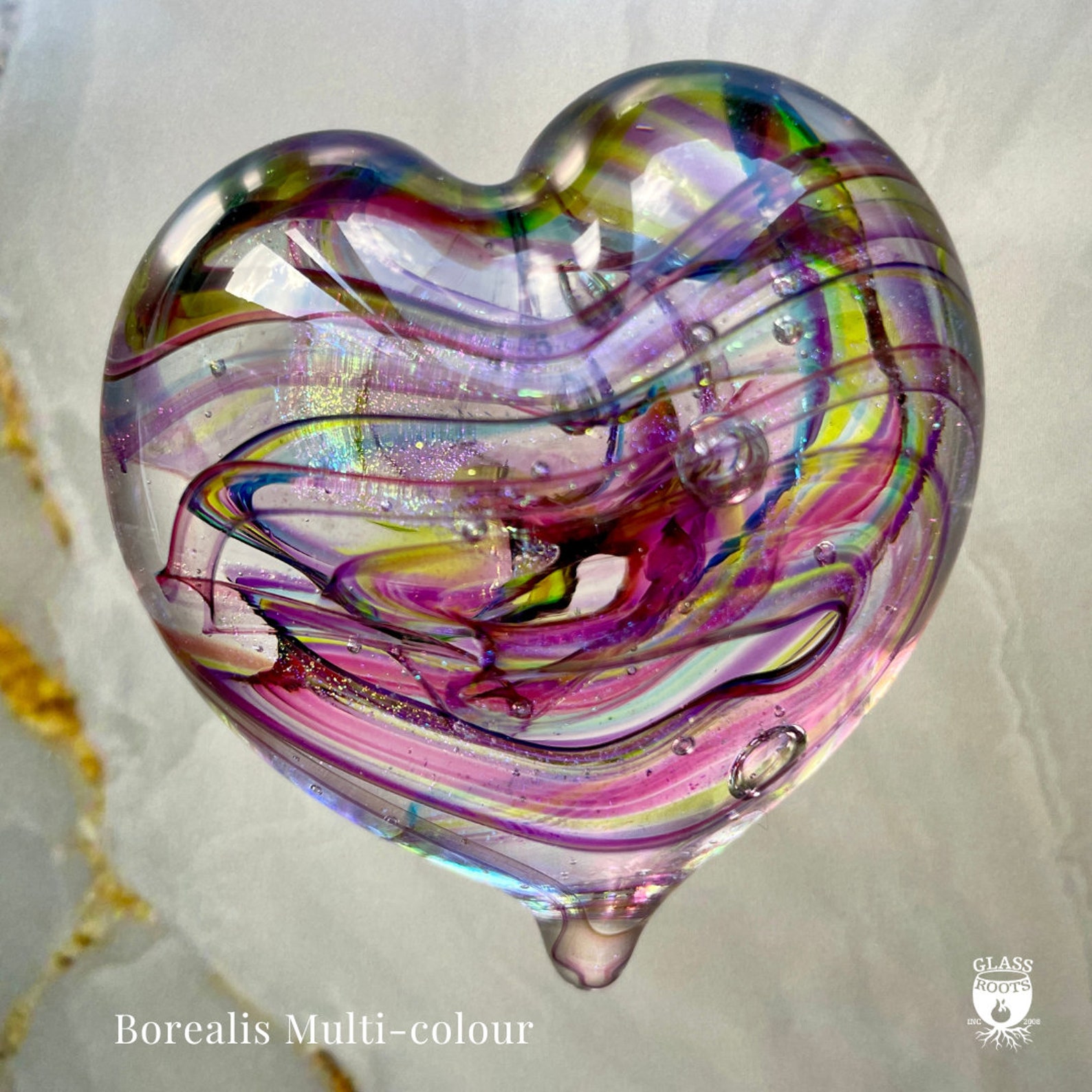 Hand Blown Dichroic Crystal Glass Hearts - Etsy