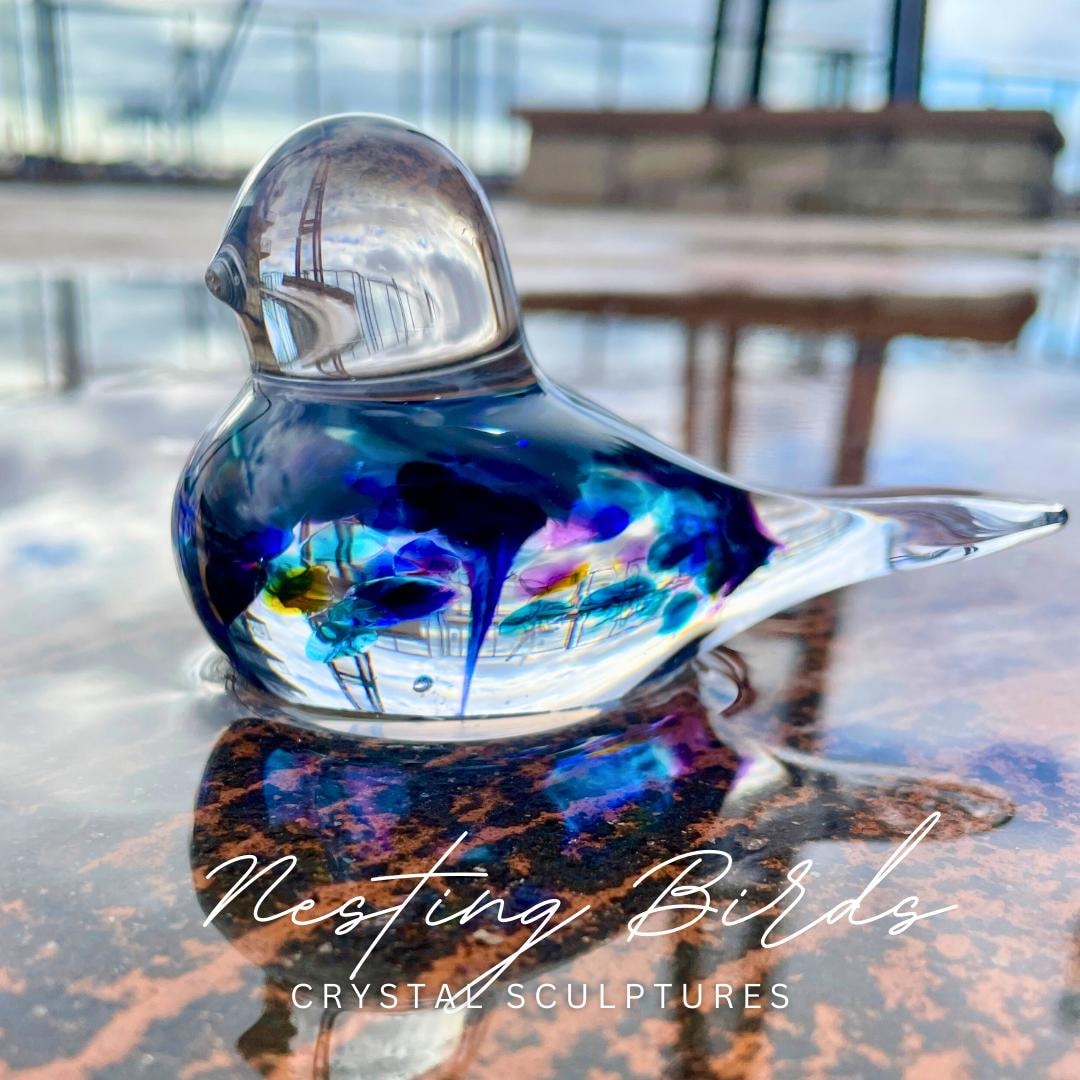 Handblown Crystal Nesting Birds - Etsy