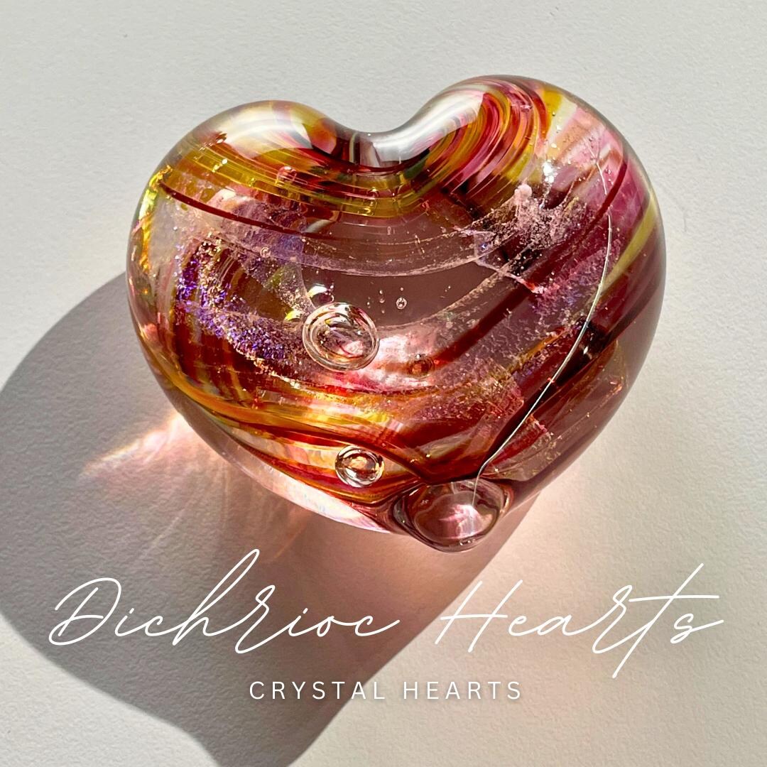 Hand Blown Dichroic Crystal Glass Hearts - Etsy