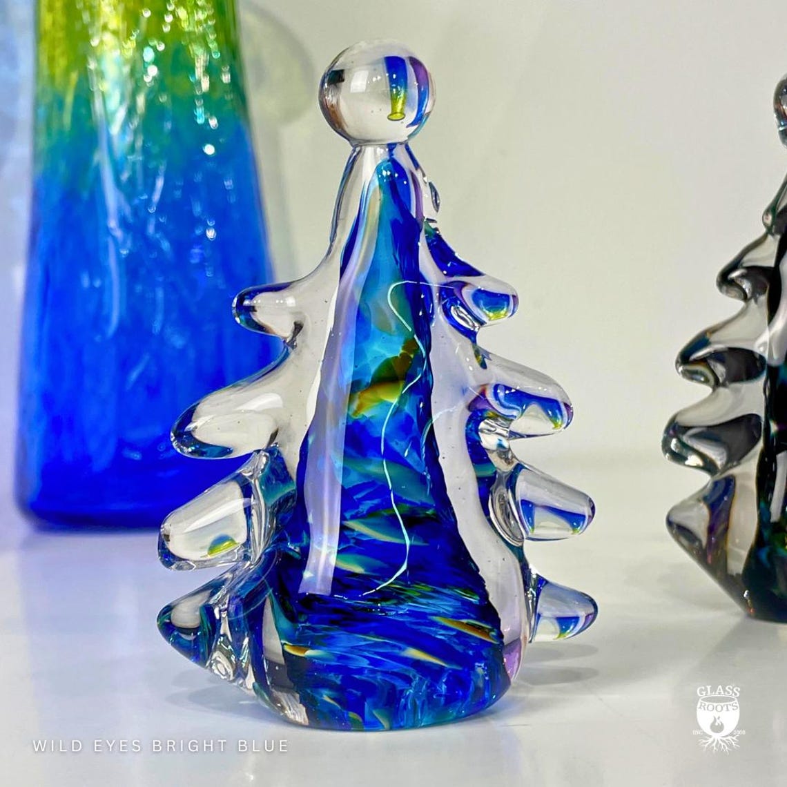 Handblown Glass Evergreen Christmas Tree With Crystal Star Topper - Etsy