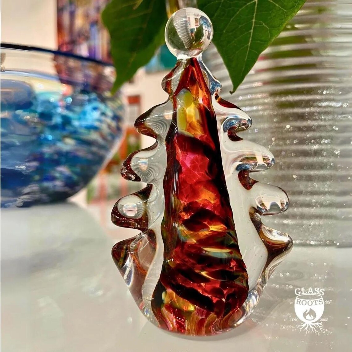 Handblown Glass Evergreen Christmas Tree With Crystal Star Topper - Etsy