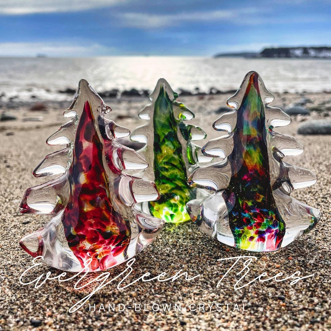 Handblown Crystal Evergreen Trees - Etsy