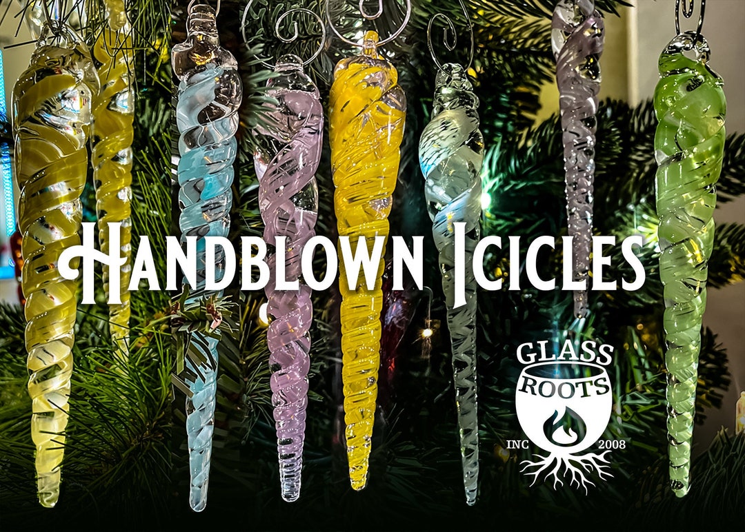Handmade Blown Glass Icicle Ornaments - Etsy