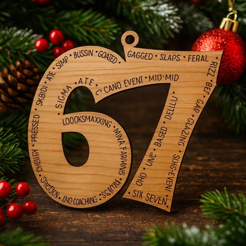 Funny 67 Slang Ornament 2025 • Trending Teen Joke 6 7 • Viral Tiktok ...