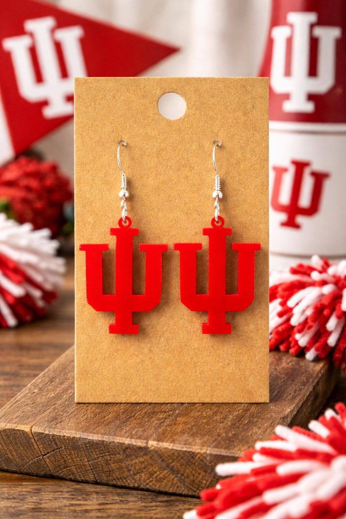 Indiana University IU Logo Acrylic Earrings | Hoosiers Fan Jewelry ...