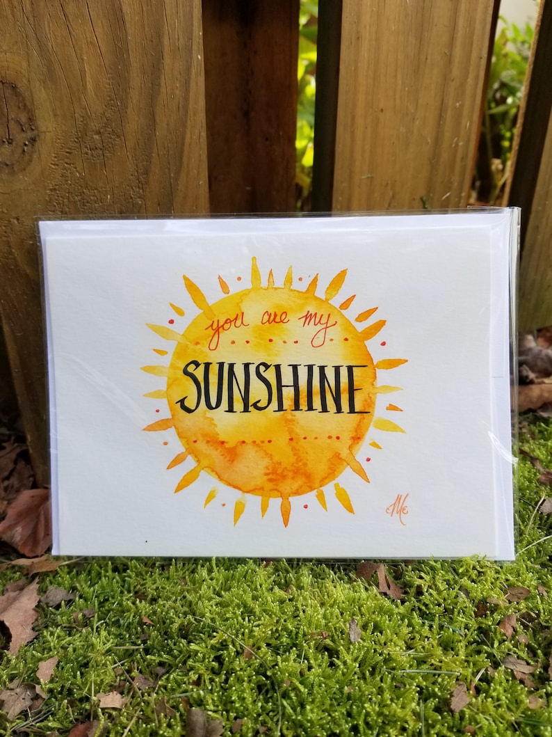 Hand Painted Sunshine Watercolor Blank Card - Etsy