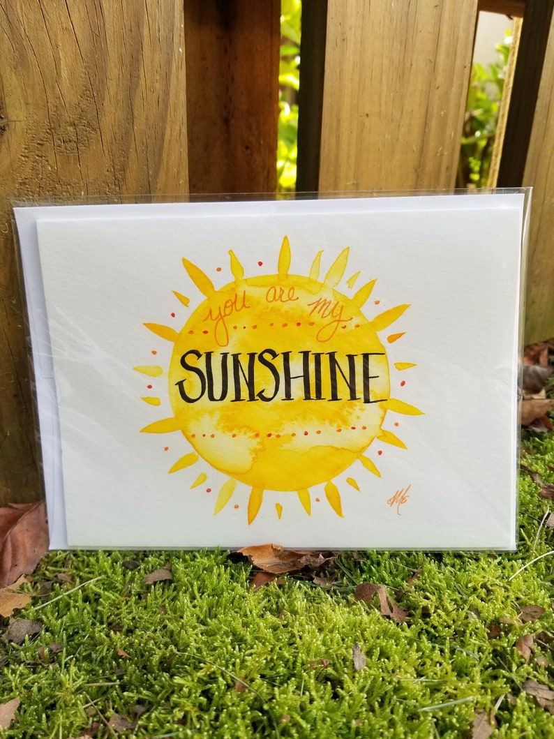 Hand Painted Sunshine Watercolor Blank Card - Etsy
