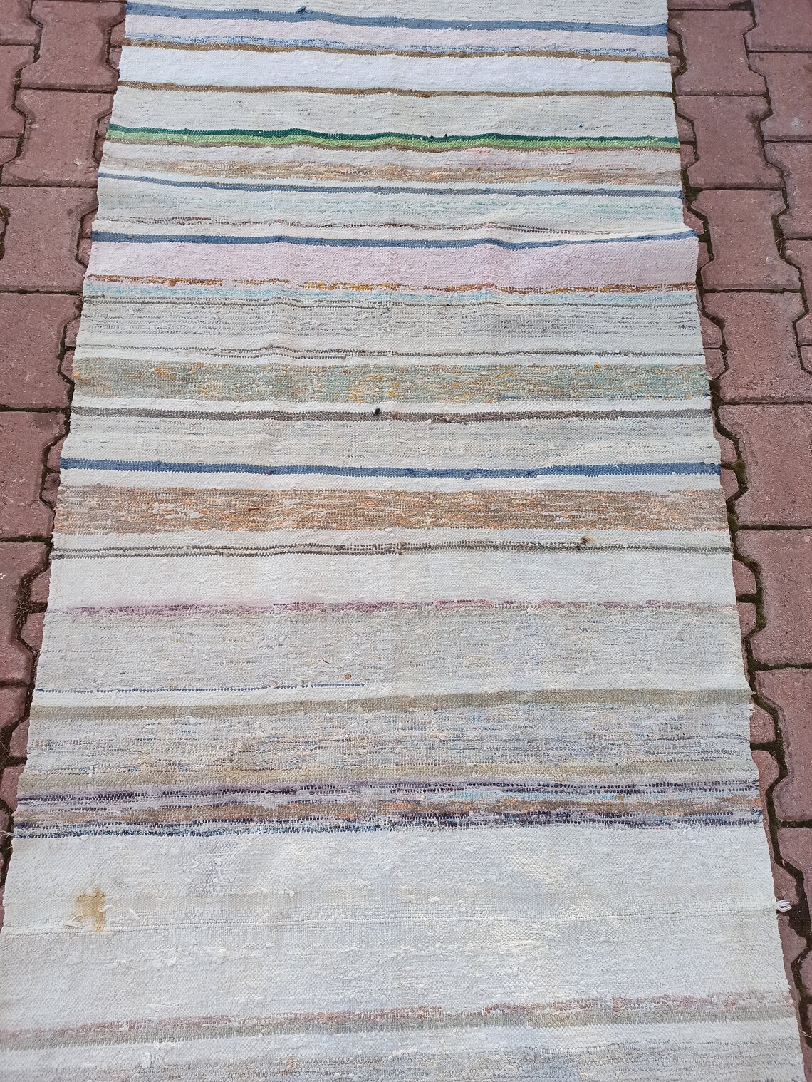 Turkish Runner Pastel Kilim Rug 6.6x3.1 Ft. Distressed - Etsy