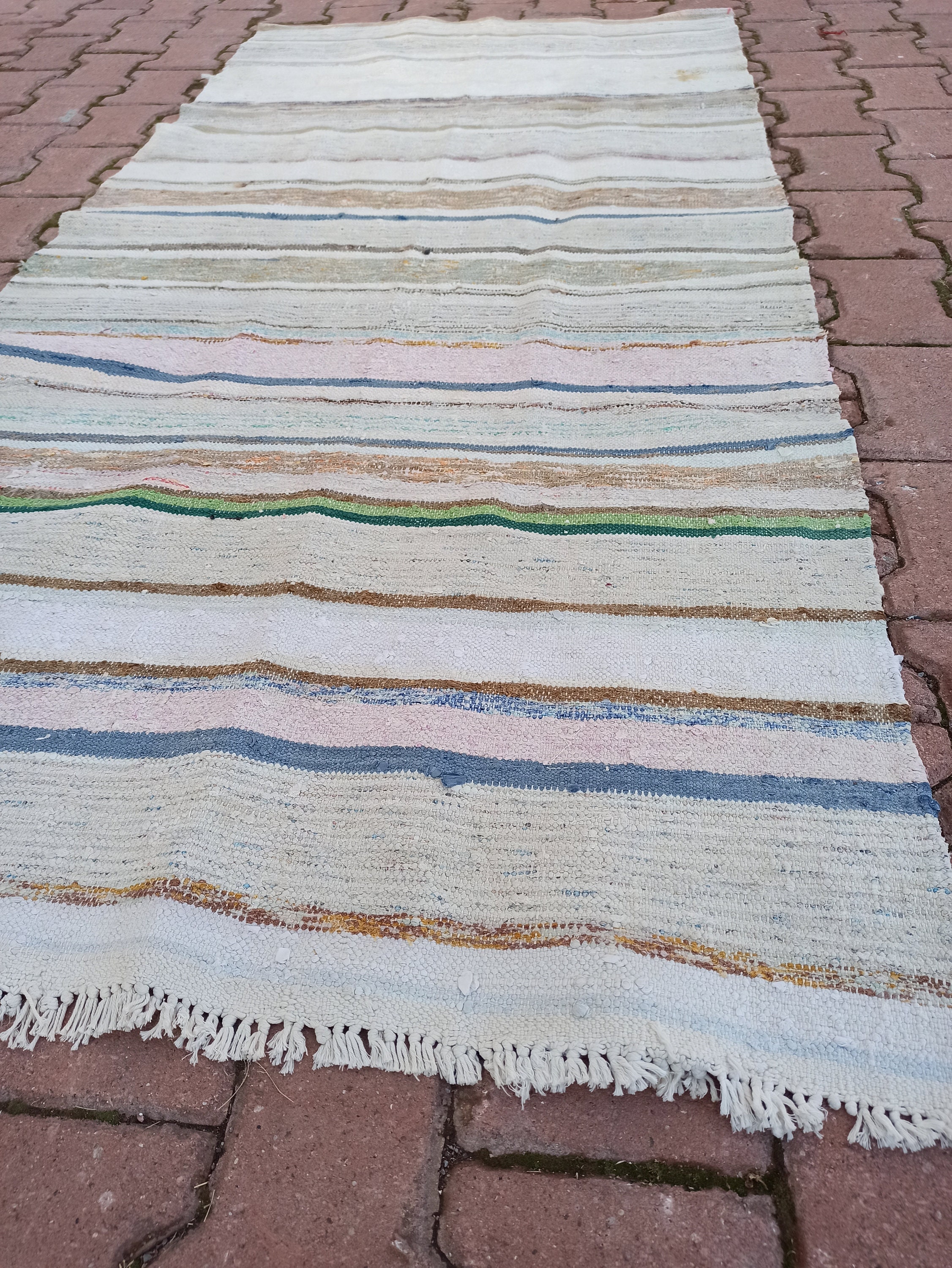 Turkish Runner Pastel Kilim Rug 6.6x3.1 Ft. Distressed - Etsy