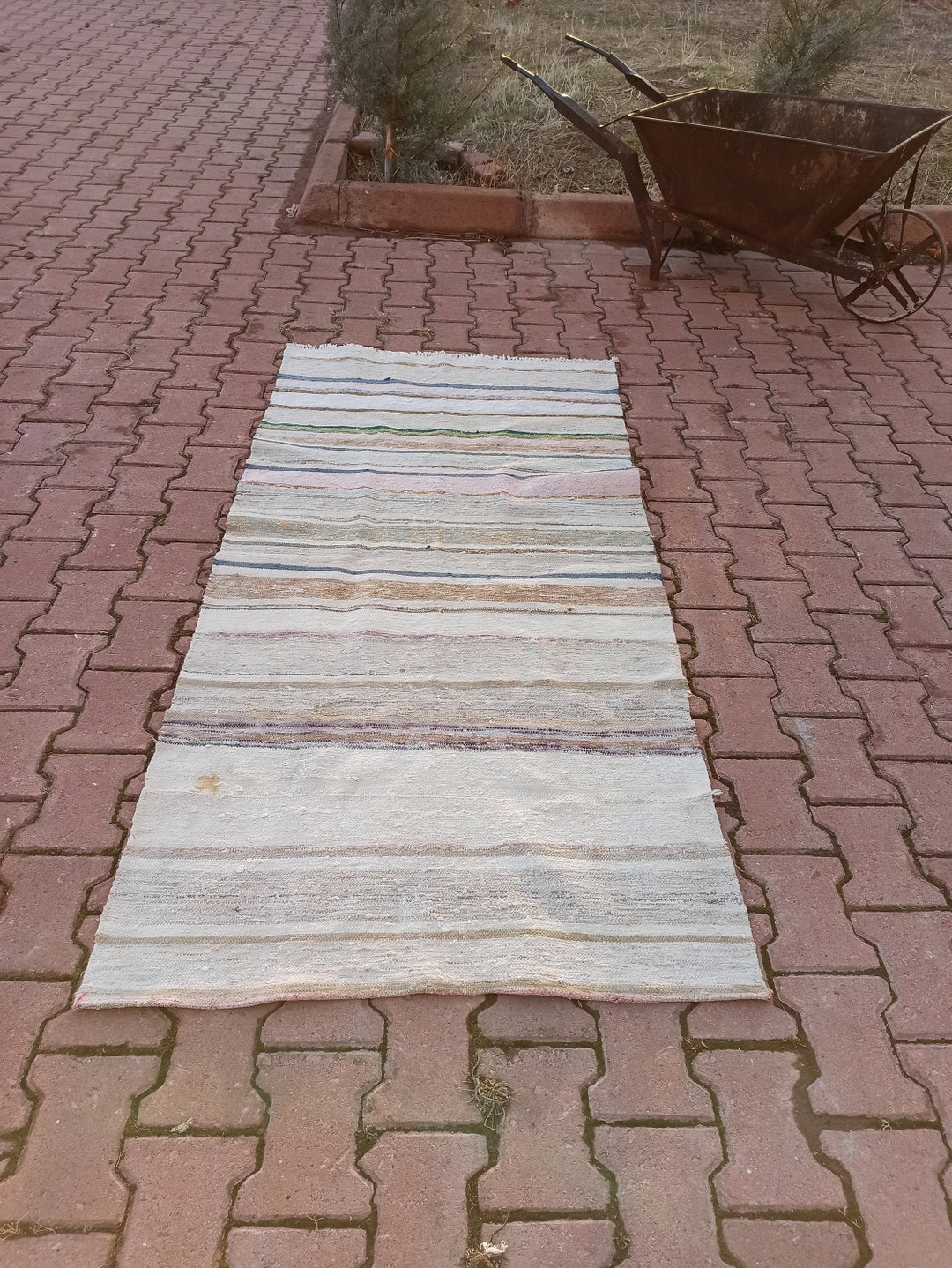 Turkish Runner Pastel Kilim Rug 6.6x3.1 Ft. Distressed - Etsy