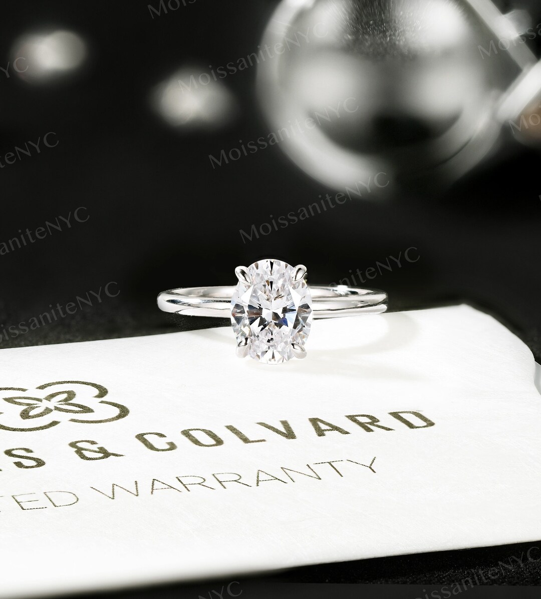 Vintage Oval Moissanite Engagement Ring 14k White Gold Handmade ...