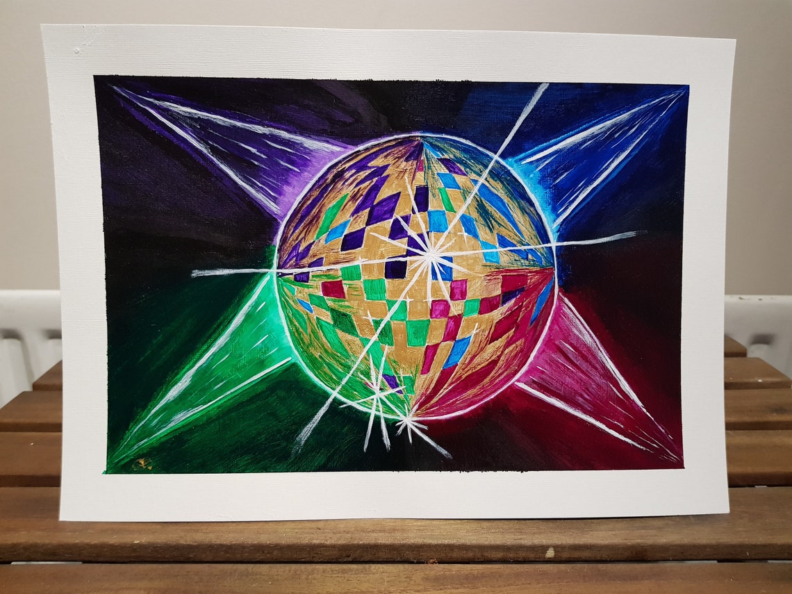 Disco Ball - Original Acrylic Painting on 25.5cmx35.5cm 300gsm Paper ...