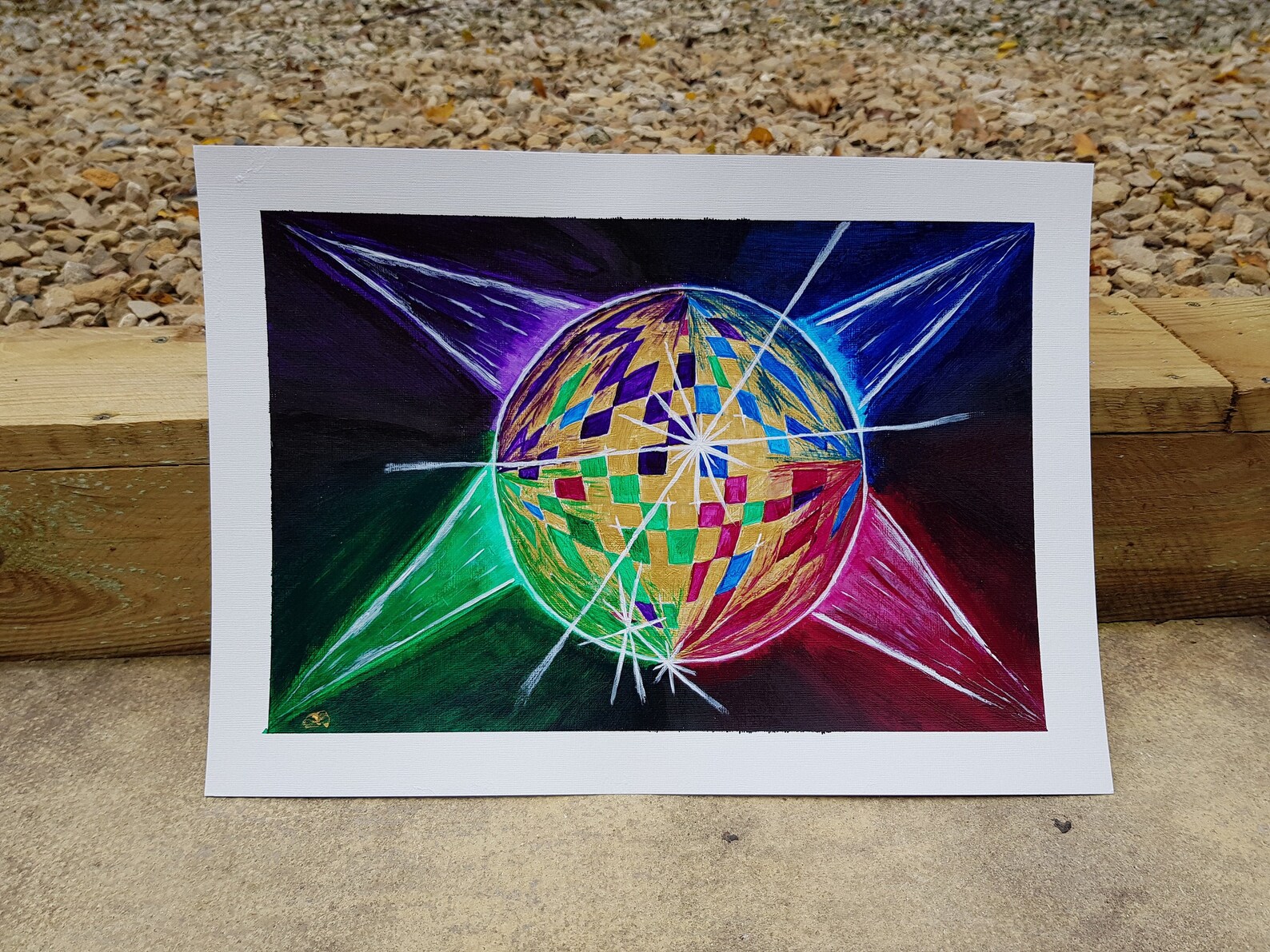 Disco Ball - Original Acrylic Painting on 25.5cmx35.5cm 300gsm Paper ...