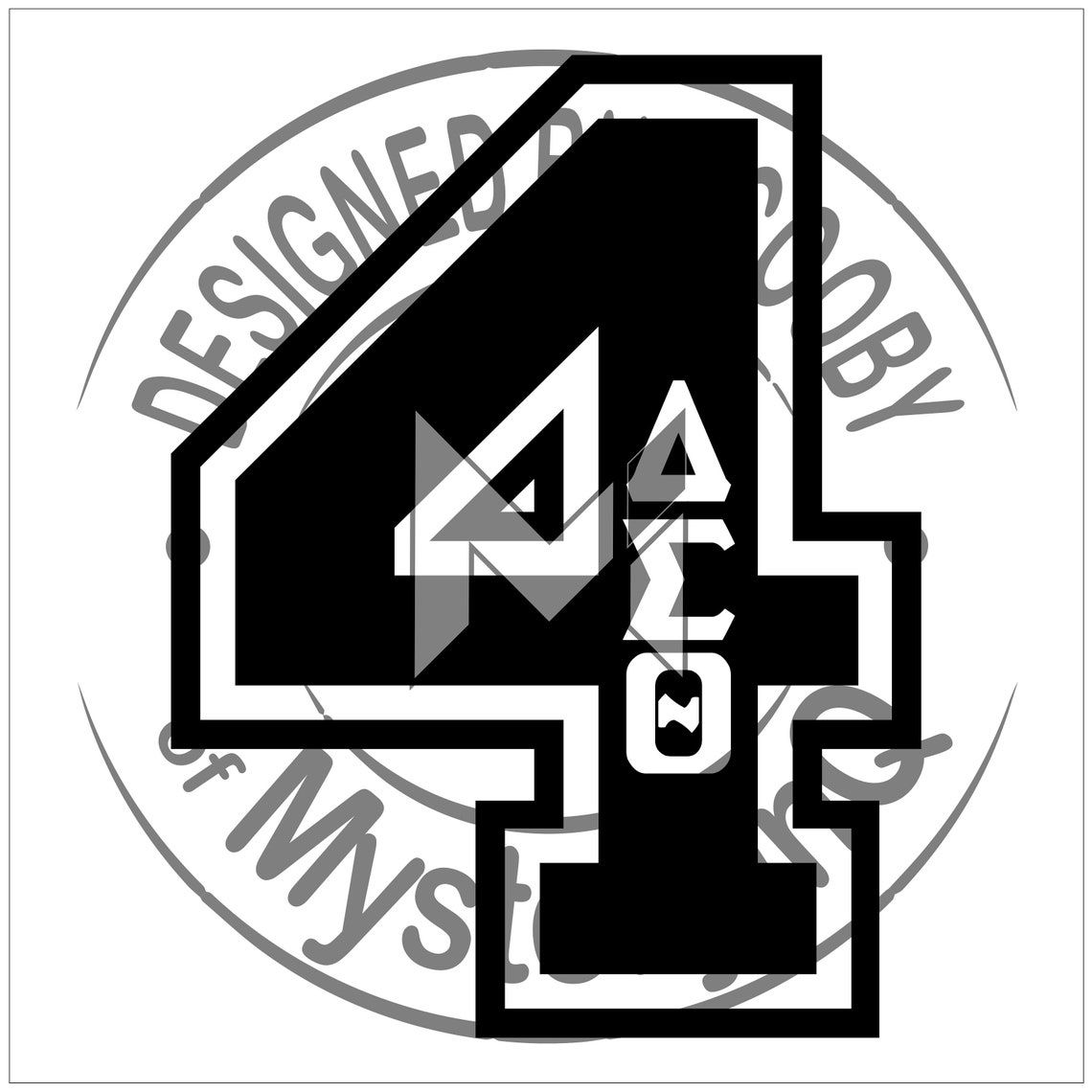 Number 4 With Greek Letters (crimson/red/delta) - Etsy