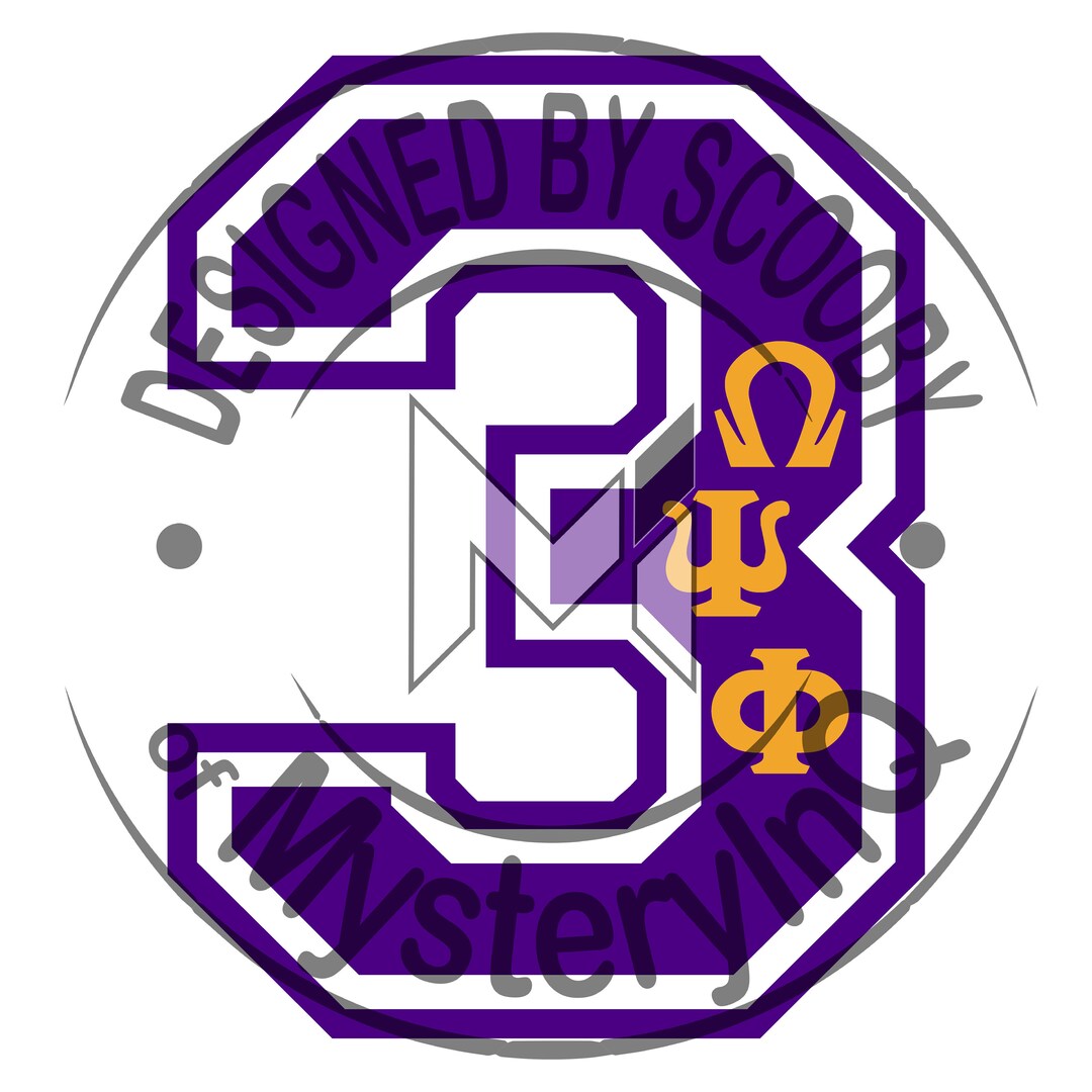 Number 3 With Greek Letters (purple) - Etsy