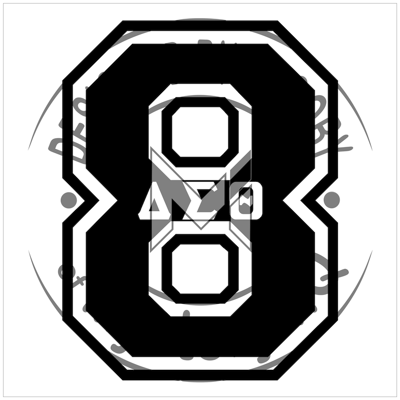 Number 8 With Greek Letters (crimson/red/delta) - Etsy