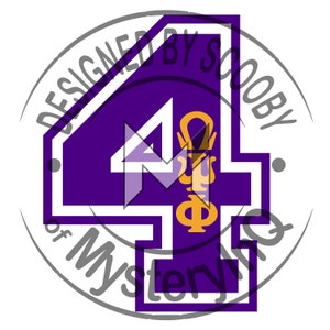 Number 4 With Greek Letters (purple) - Etsy
