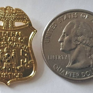 FBI Pin Badge 1 Inch Gold 24 Carat Gold Plated DOJ Special Agent ...